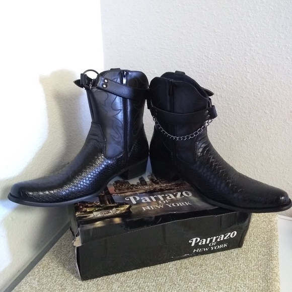 Parrazo | Shoes | Parrazo Of Ny Embossed Black Leather Boots | Poshmark